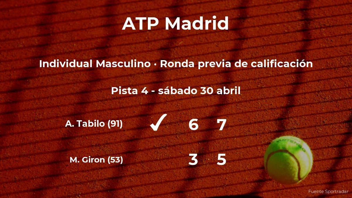 El tenista Alejandro Tabilo gana a Marcos Giron en la ronda previa de calificación