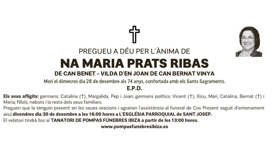 Esquela María Prats Ribas - Diario de Ibiza