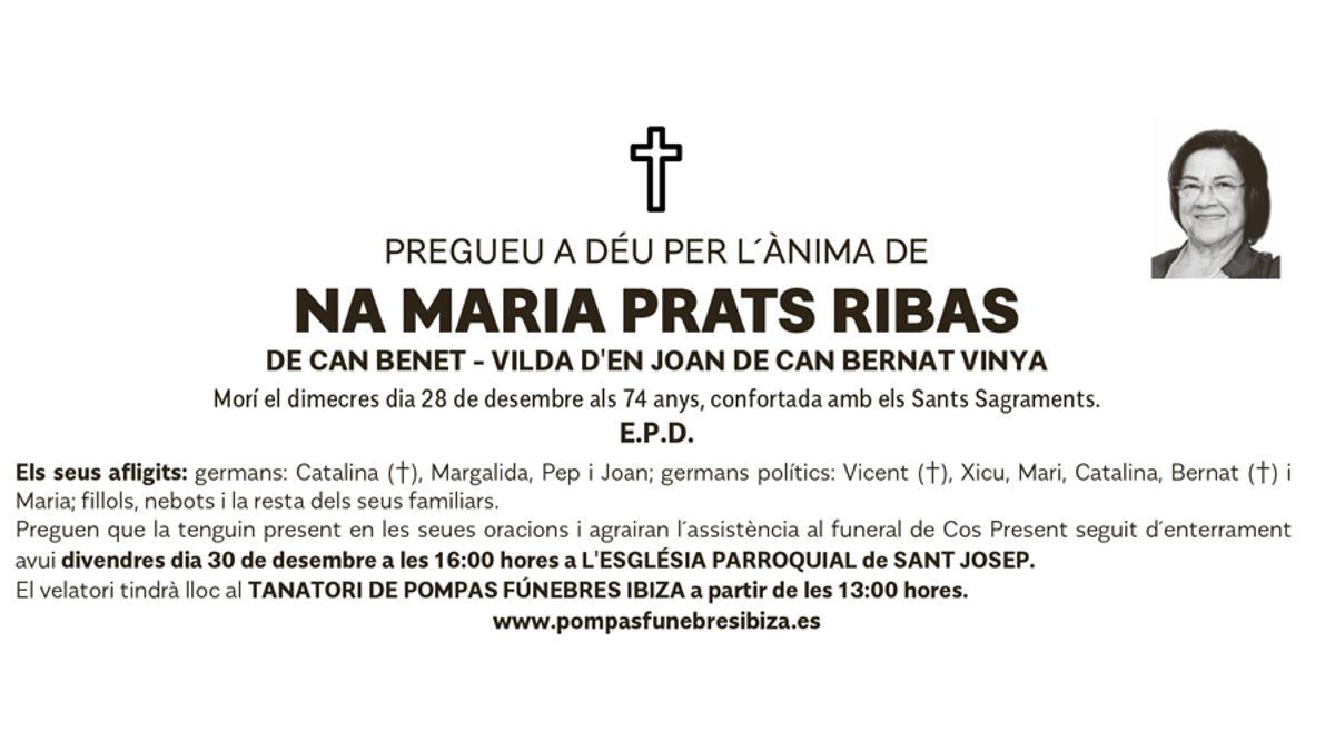 Esquela María Prats Ribas