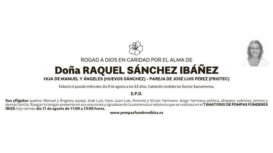 Esquela Raquel Sánchez Ibáñez - Diario de Ibiza
