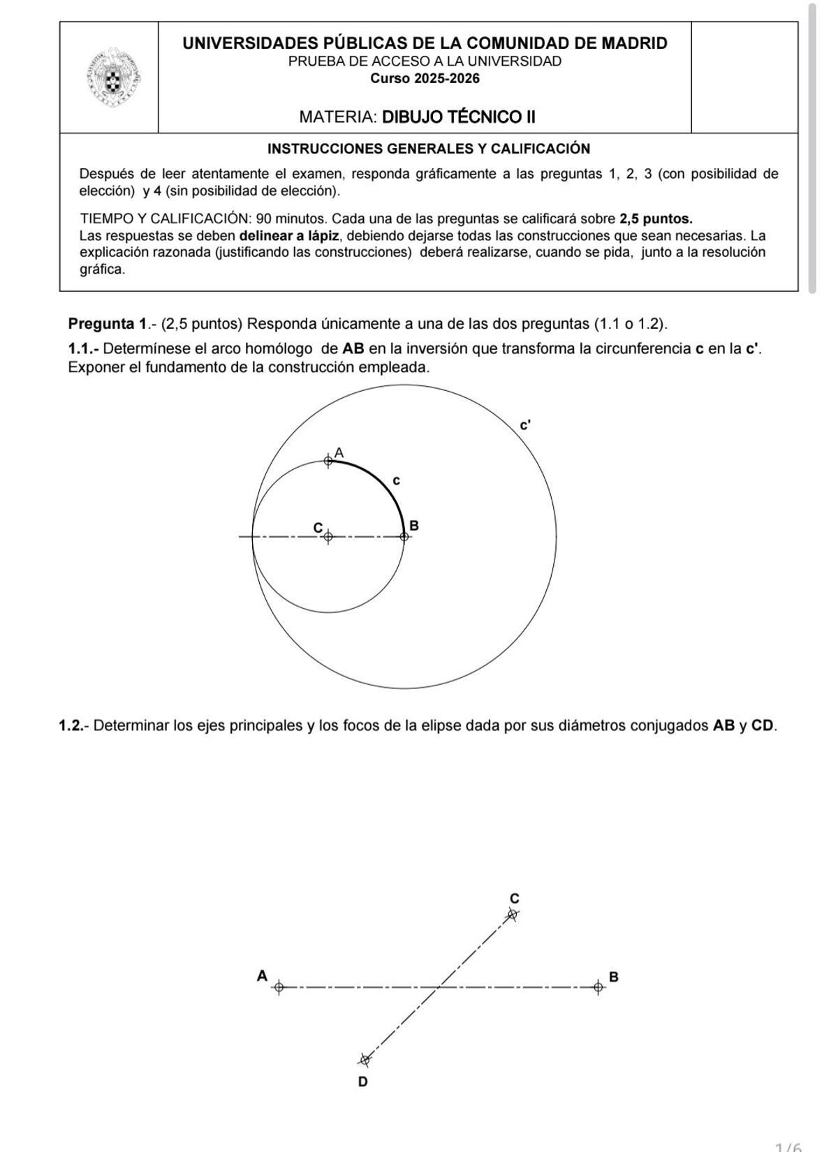 Así ha sido el examen de Dibujo Técnico II de PAU 2026 en Madrid ...