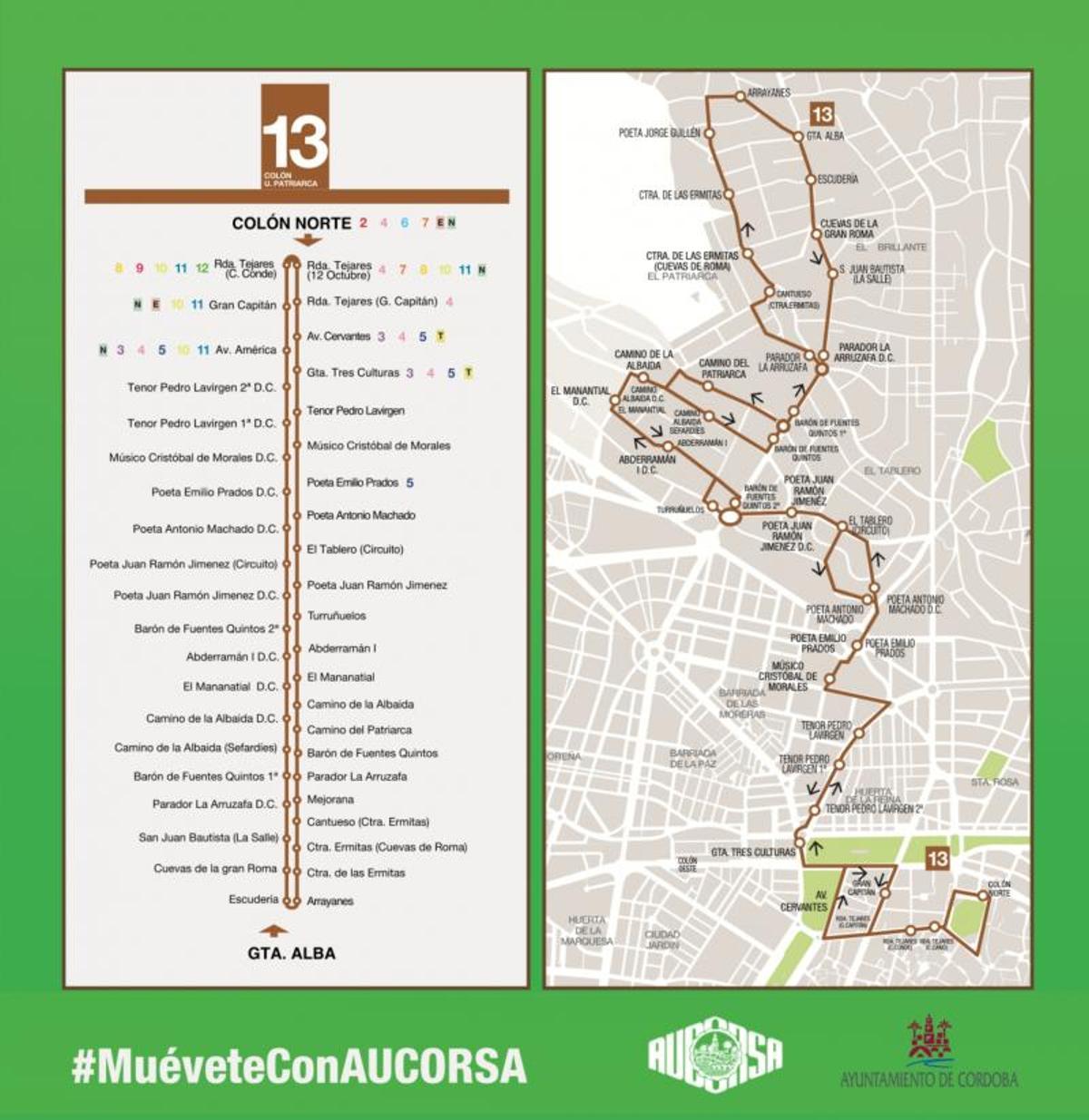 Aucorsa modifica el recorrido de la línea 13 para cubrir mejor las ...
