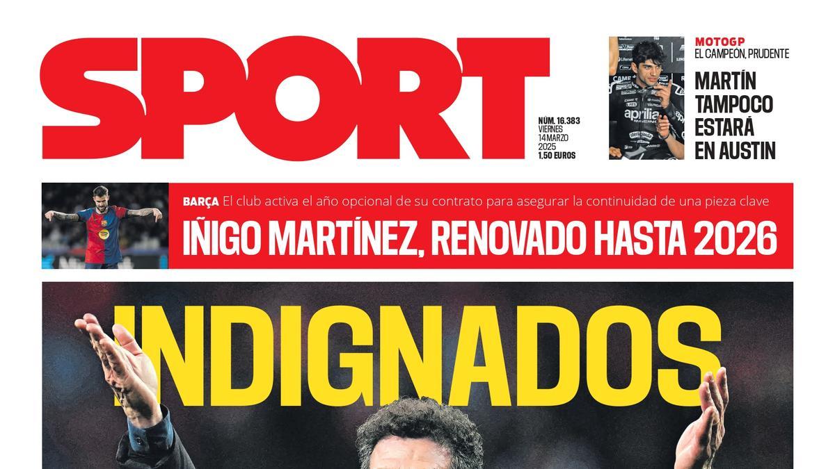 Comunicación | La portada de SPORT de hoy viernes, 14 de marzo de 2025