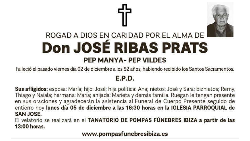 Esquela José Ribas Prats - Diario de Ibiza