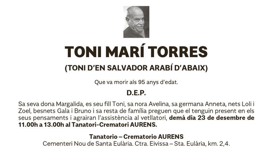 Esquela Toni Mari Torres - Diario de Ibiza