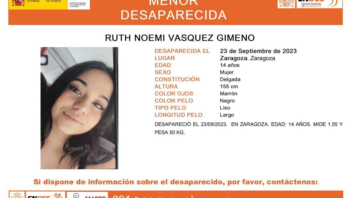 Desaparece una menor de 14 años en Zaragoza
