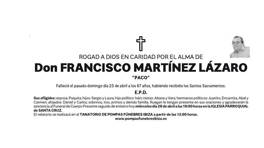 Esquela de don Francisco Martínez Lázaro - Diario de Ibiza