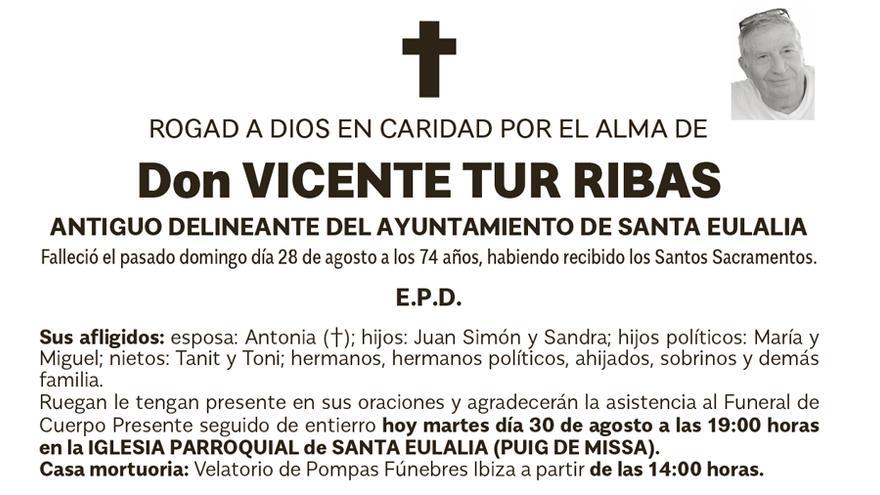 Esquela Vicente Tur Ribas - Diario de Ibiza