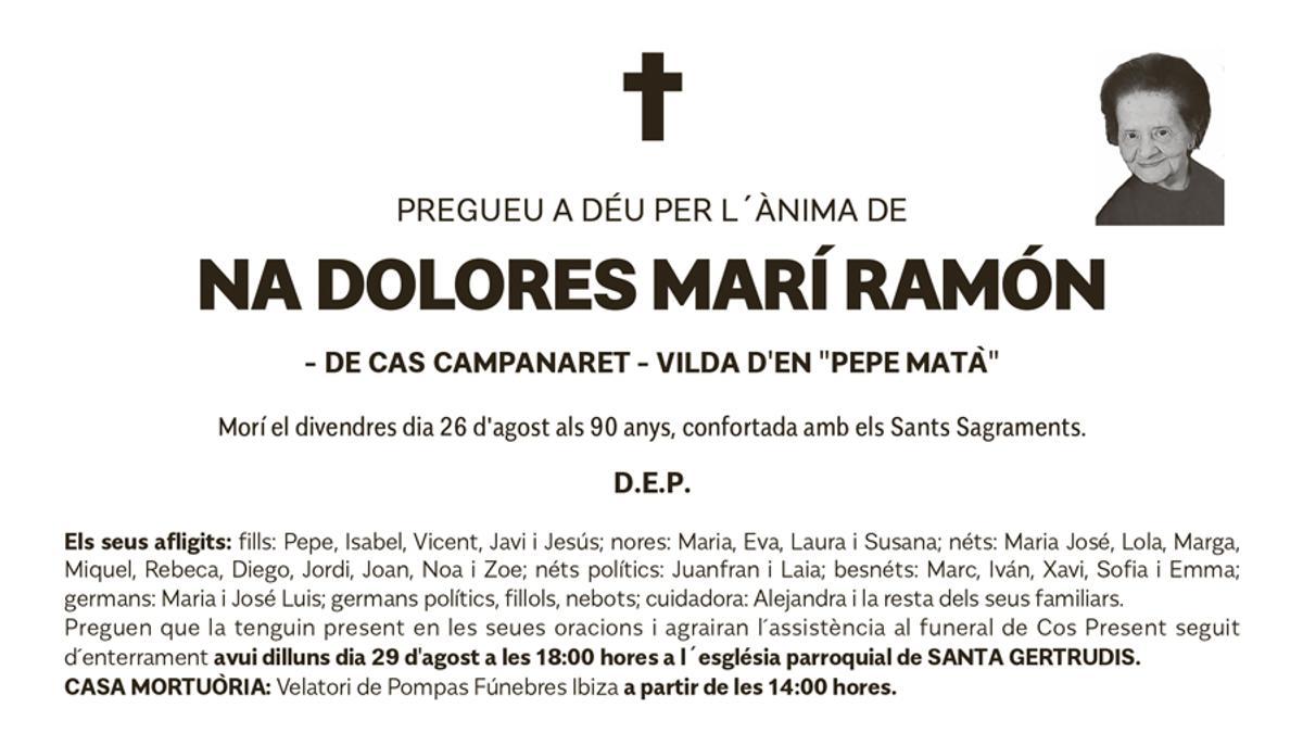 Esquela Dolores Marí Ramón