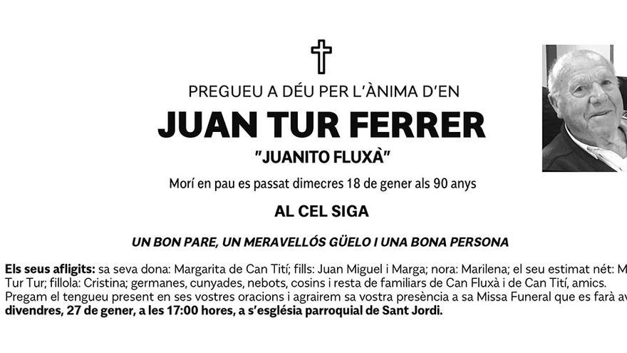 Esquela Juan Tur Ferrer - Diario de Ibiza