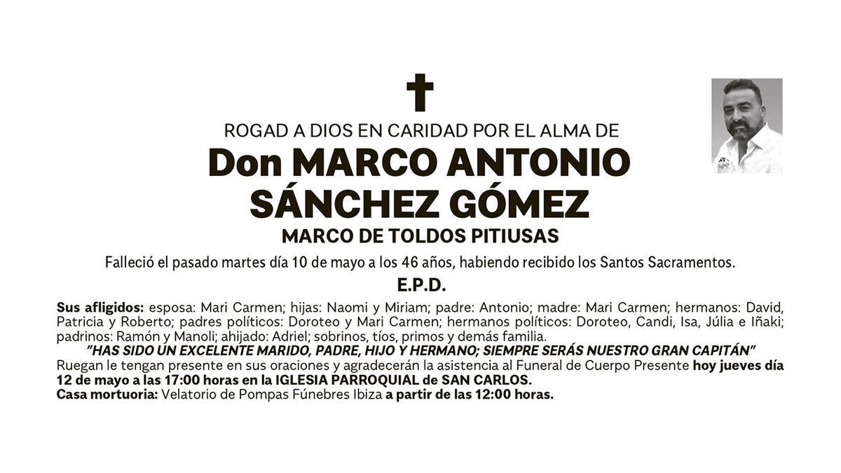 Esquela Marco Antonio Sánchez Gómez