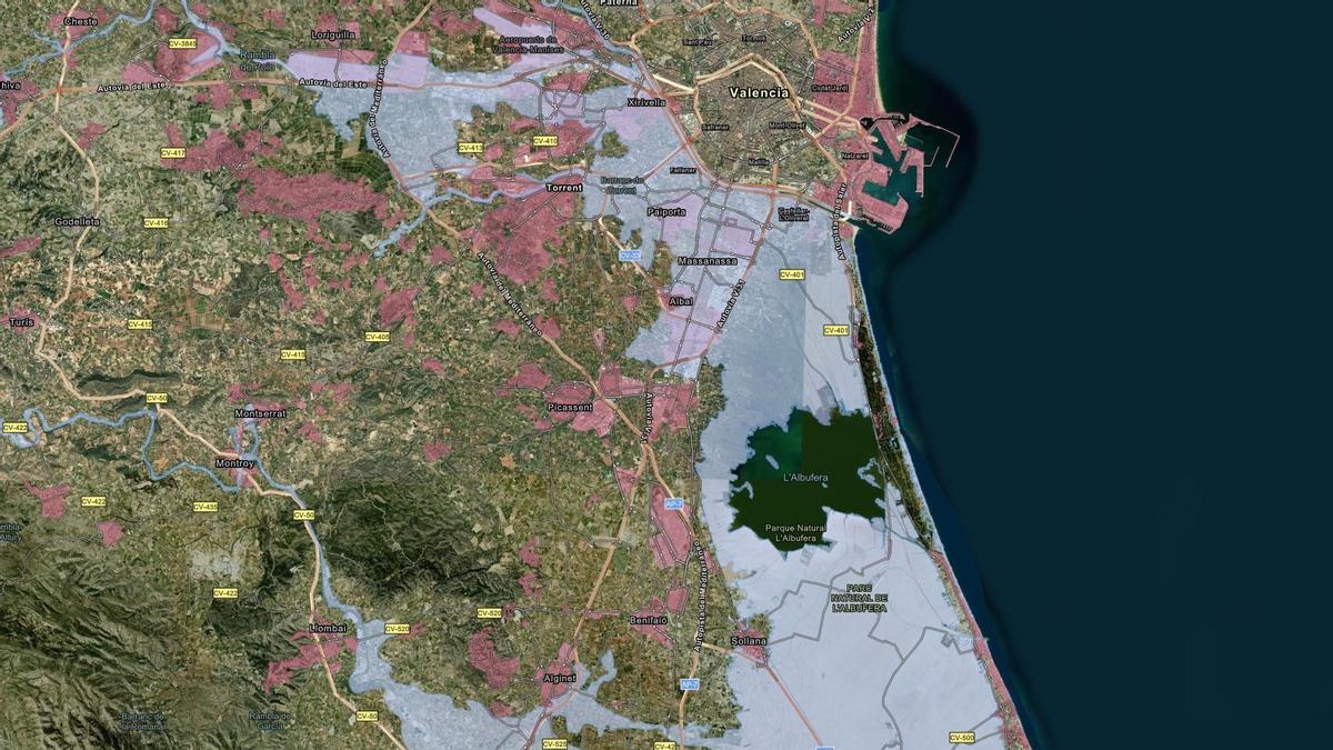Mapa zonas inundables valencia: La Universidad publica el mapa de los municipios inundados por ...