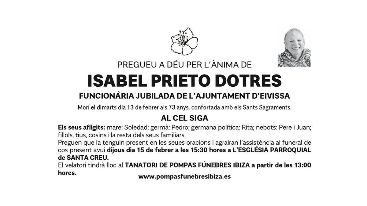 Esquela Isabel Prieto Dotres