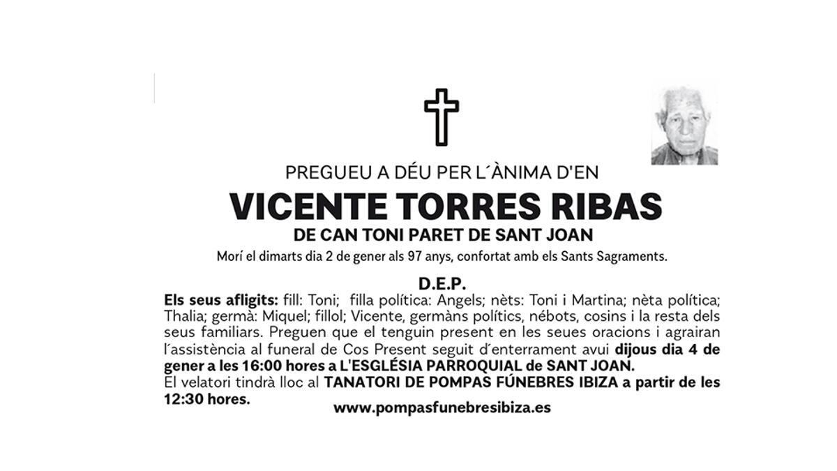 Esquela Vicente Torres Ribas