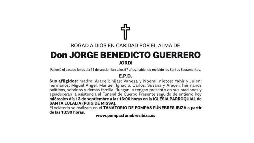 Esquela de don Jorge Benedicto Guerrero - Diario de Ibiza