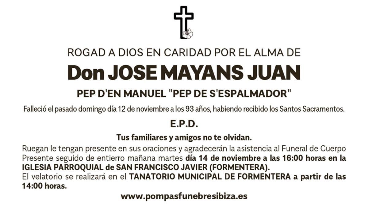 Esquela Jose Mayans Juan