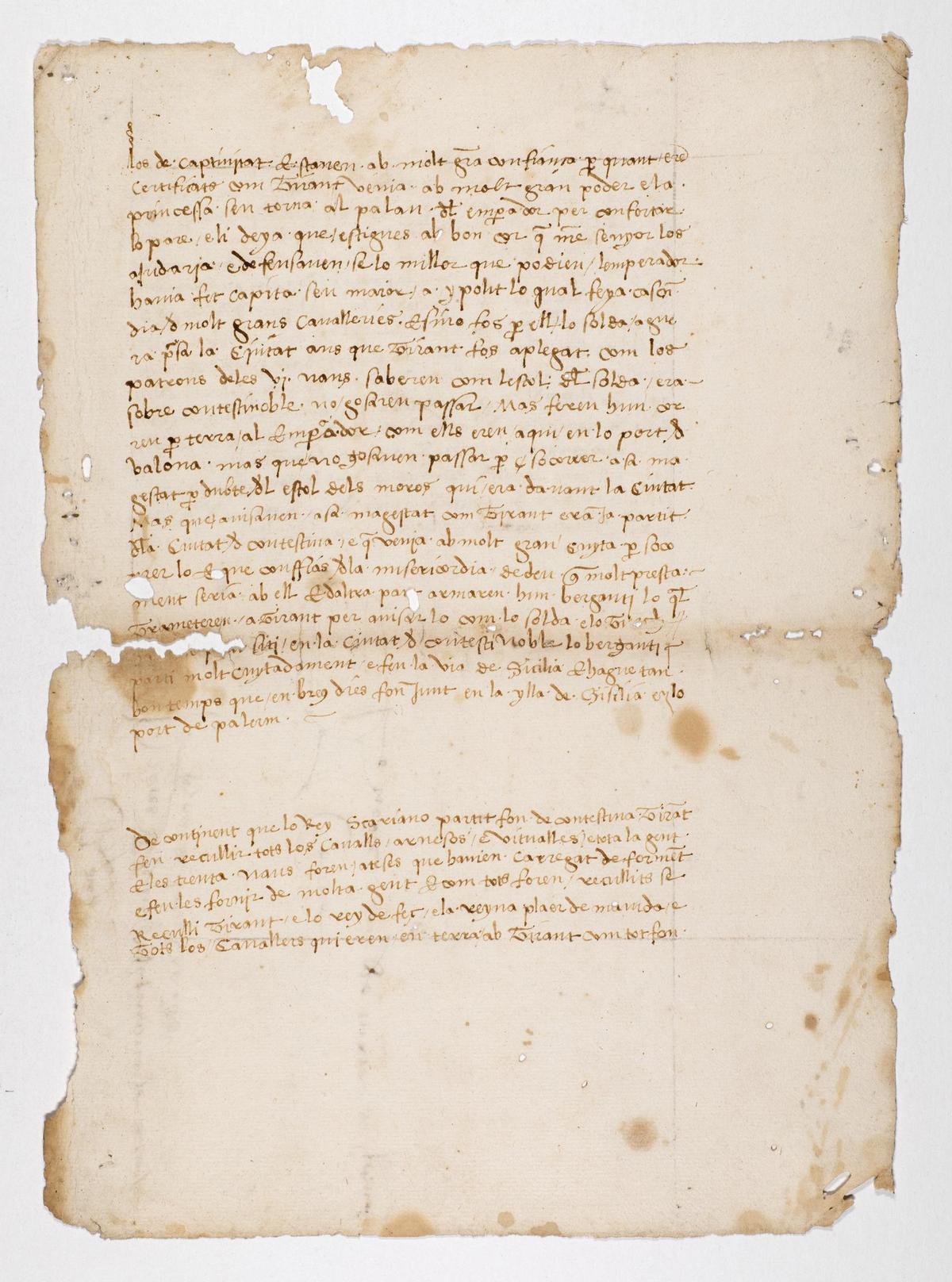 Ve la luz el único fragmento manuscrito que se conserva del Tirant lo ...