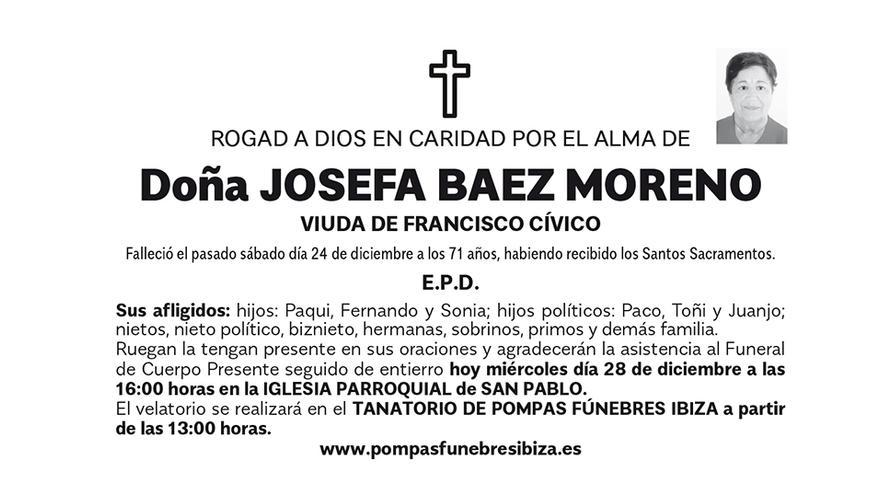 Esquela Josefa Baez Moreno - Diario de Ibiza