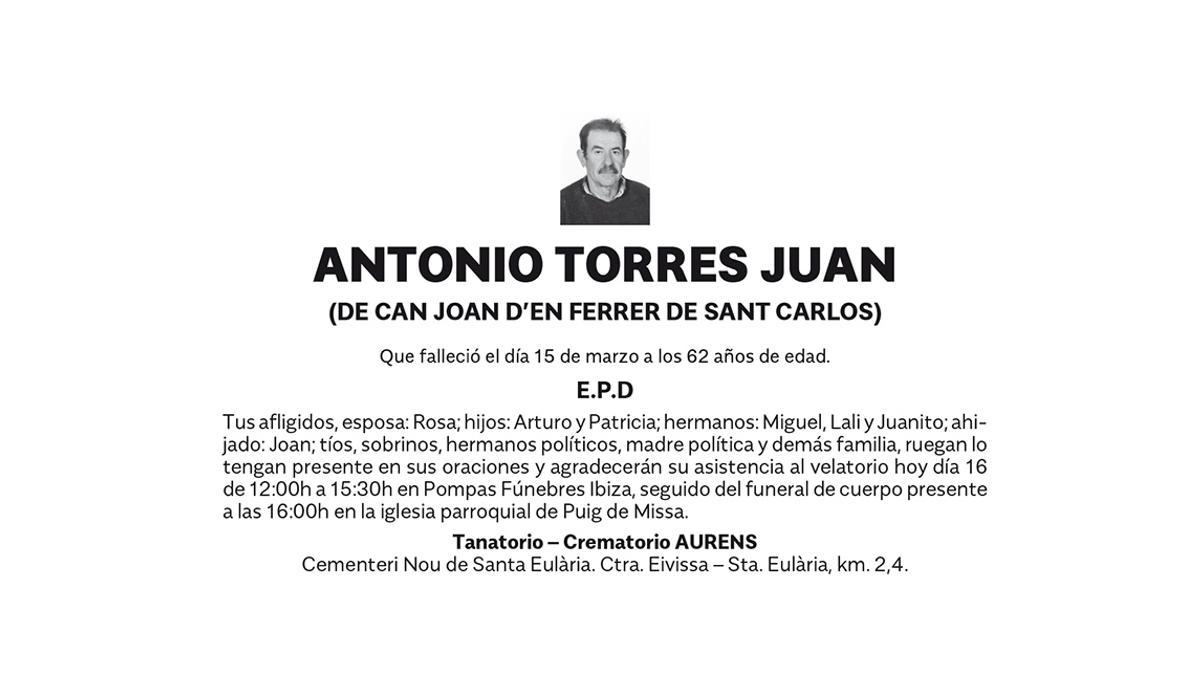 Esquela Antonio Torres Juan