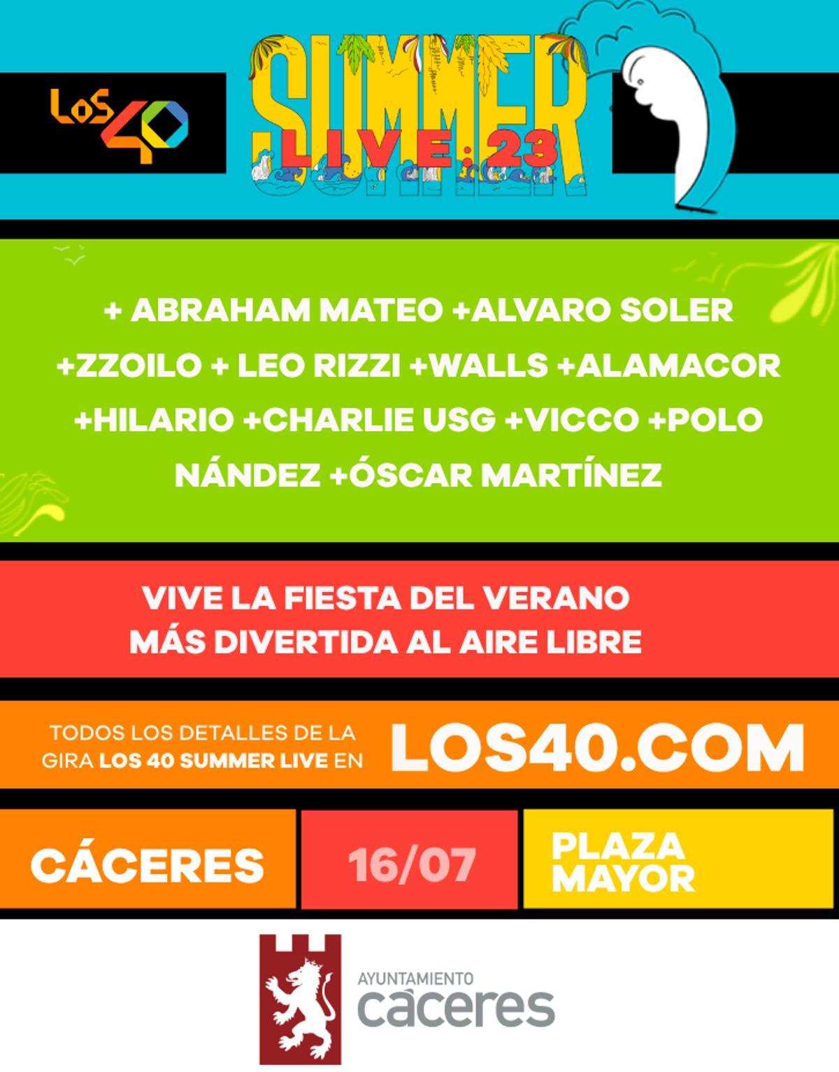 CONCIERTO LOS 40 CÁCERES: Abraham Mateo, Álvaro Soler, Zzoilo y Vicco actúan gratis en Cáceres ...