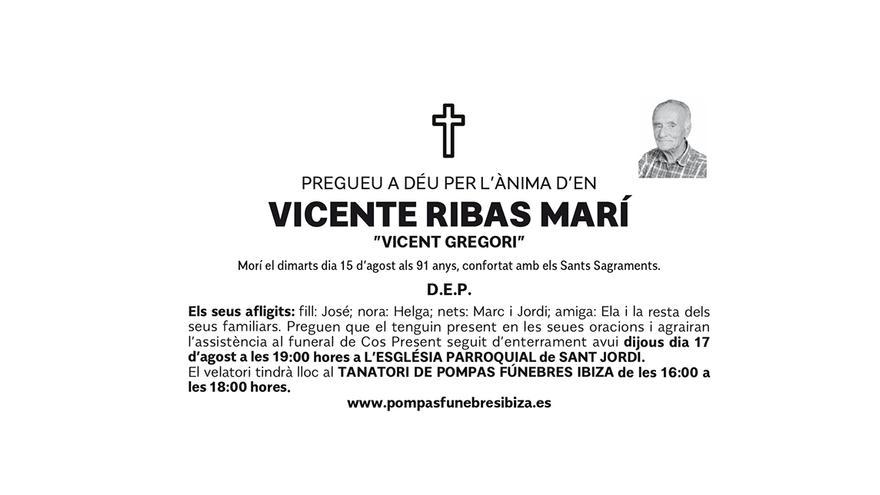 Esquela Vicente Ribas Marí - Diario de Ibiza