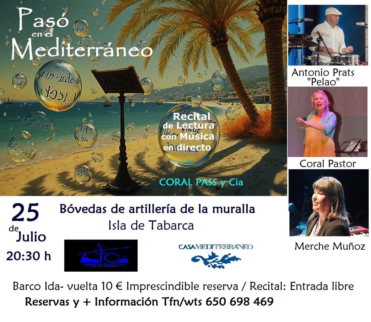 Un recital de lectura escénica con música en directo en Tabarca