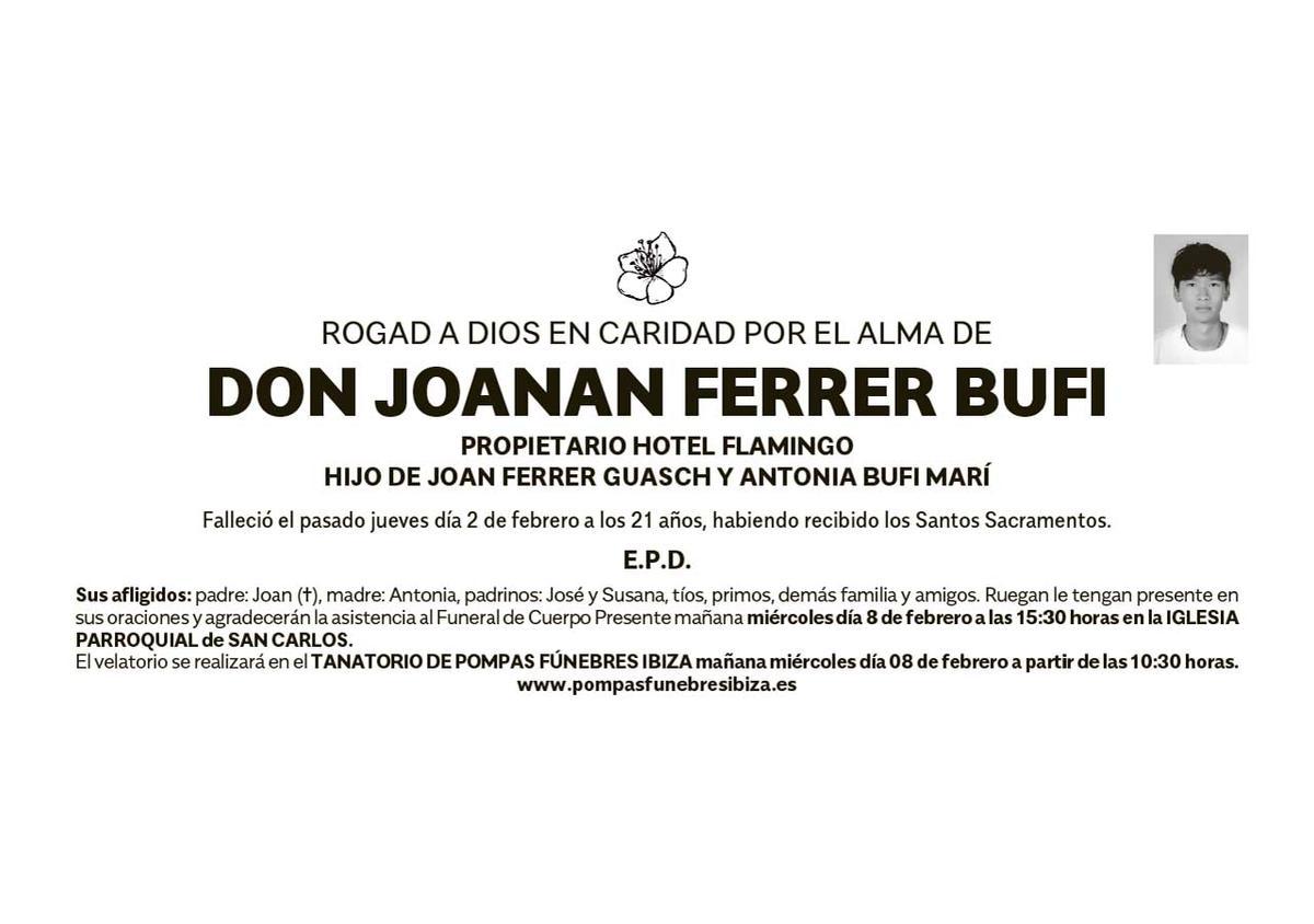 Esquela Joanan Ferrer Bufí