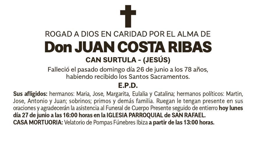 Esquela Juan Costa Ribas - Diario de Ibiza