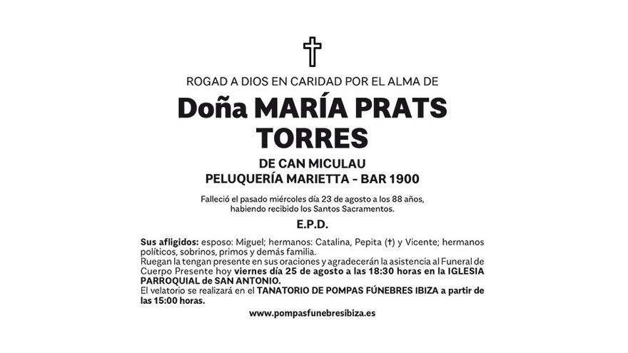 Esquela de doña María Prats Torres - Diario de Ibiza