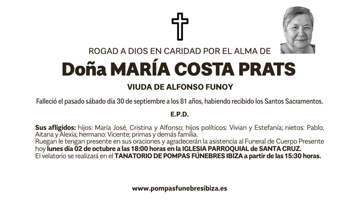Esquela María Costa Prats