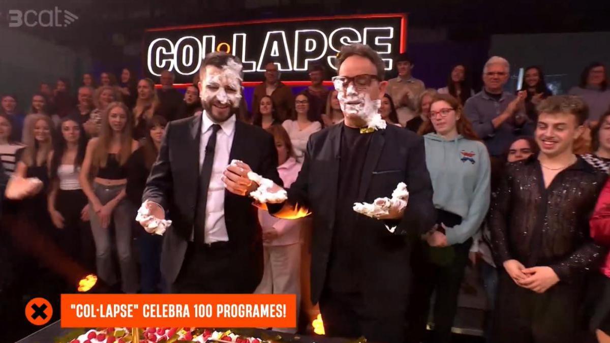 Àngel Llàcer obliga a Ricard Ustrell a abandonar 'Col·lapse' en la celebración de los 100 programas