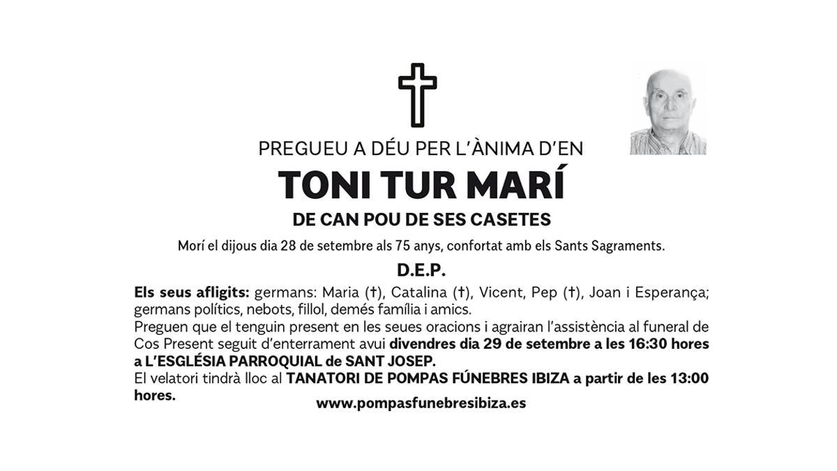 Esquela Toni Tur Marí