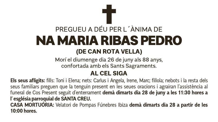 Esquela Maria Ribas Pedro - Diario de Ibiza