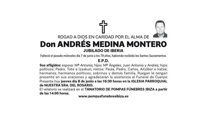 Esquela Andrés Medina Montero - Diario de Ibiza