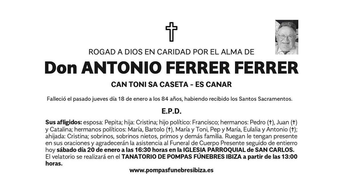 Esquela Antonio Ferrer Ferrer
