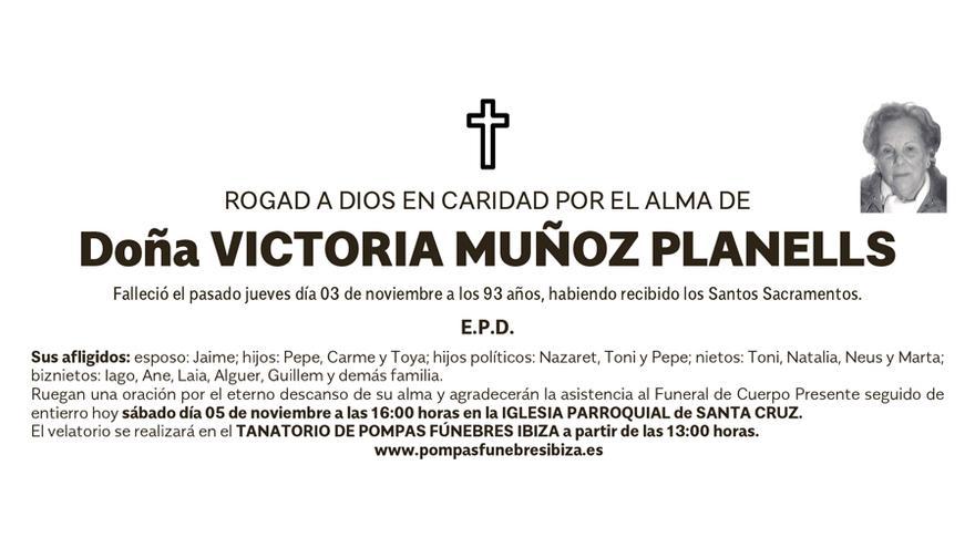 Esquela Victoria Muñoz Planells - Diario de Ibiza