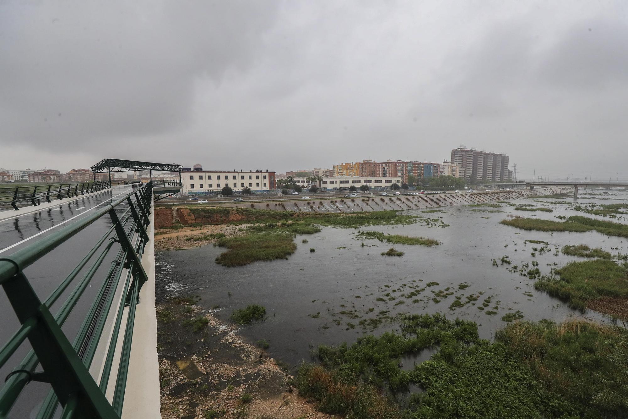 El nuevo cauce del río Turia lleno, de nuevo, por el temporal de ...