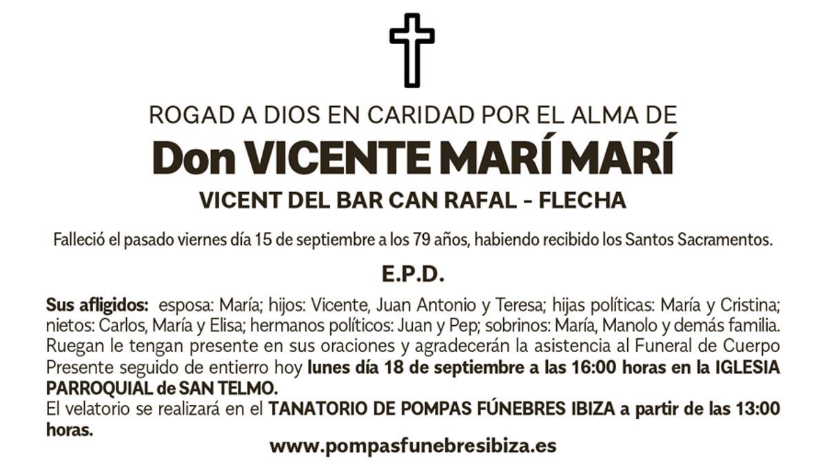 Esquela Vicente Marí Marí