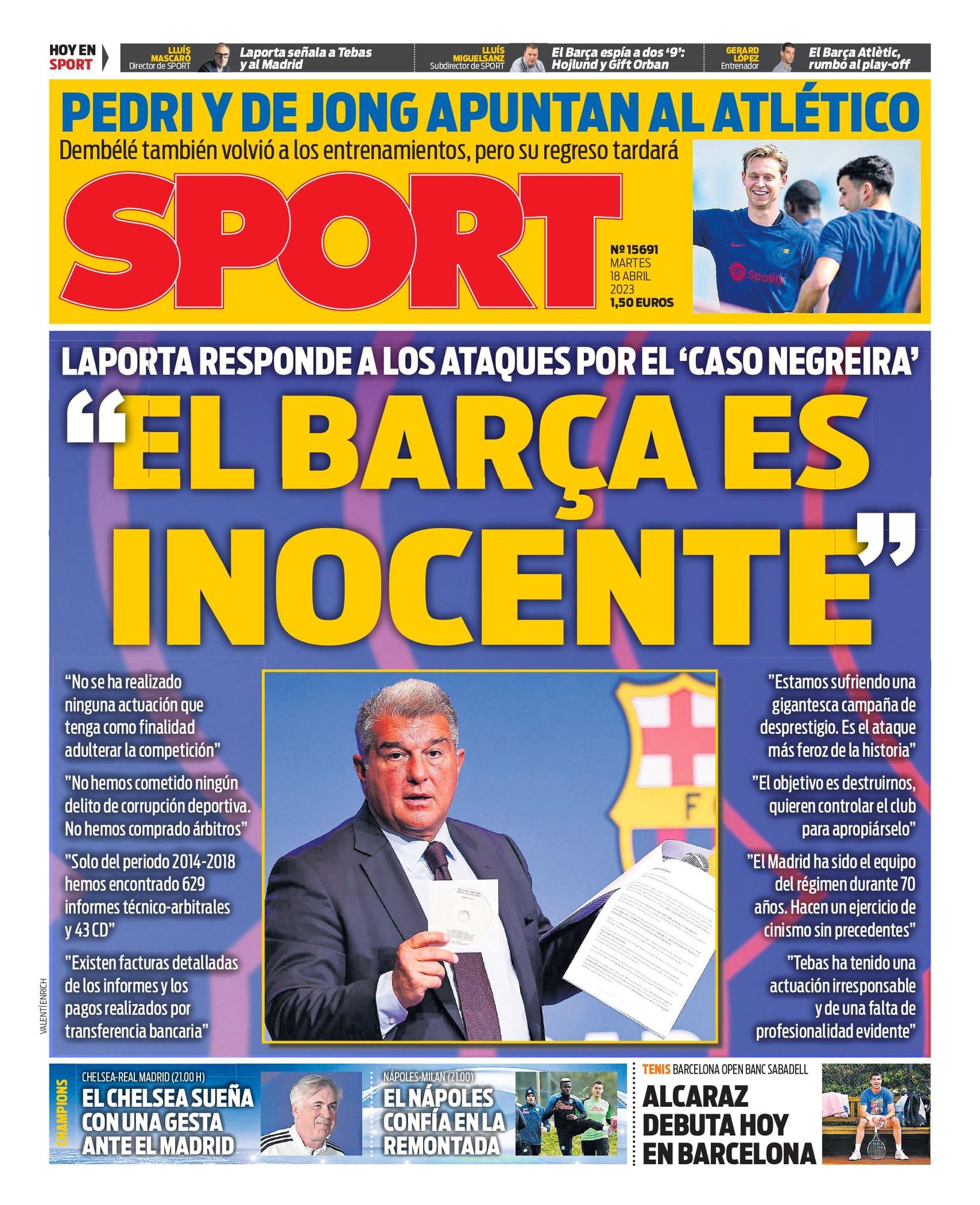 Esta es la portada SPORT de hoy, martes 18 de abril de 2023