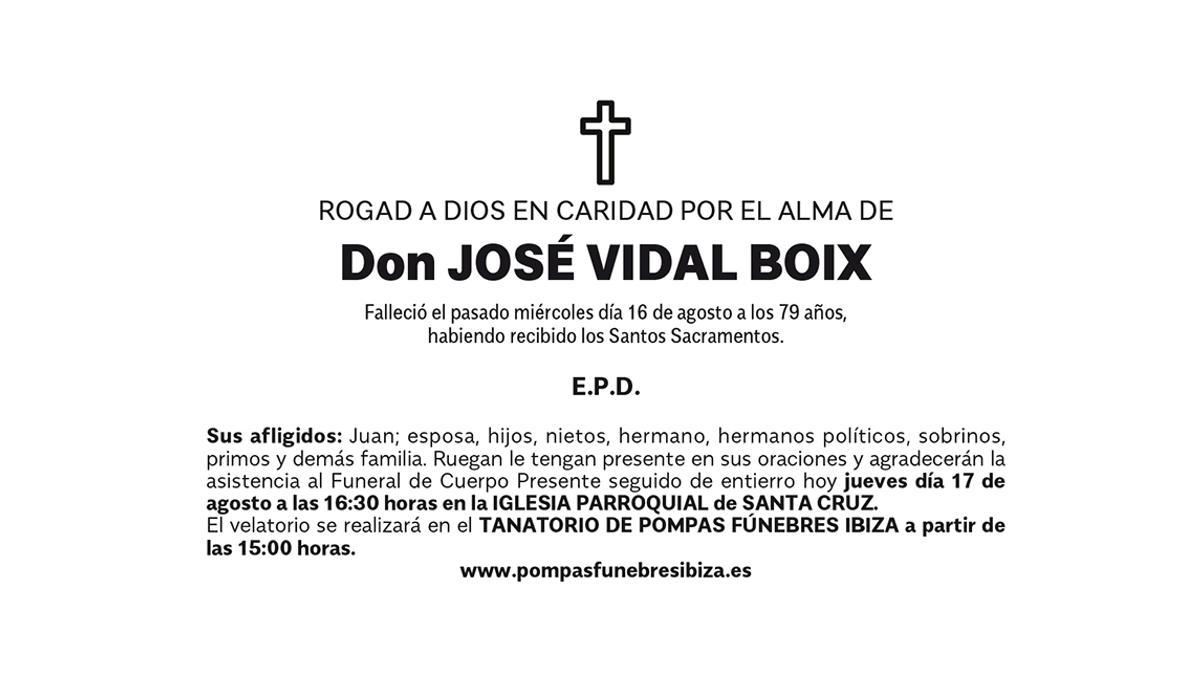 Esquela José Vidal Boix - Diario de Ibiza