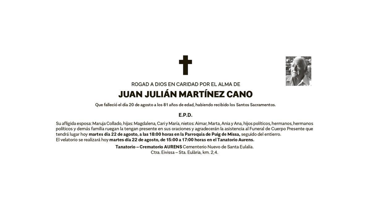 Esquela Juan Julián Martínez Cano