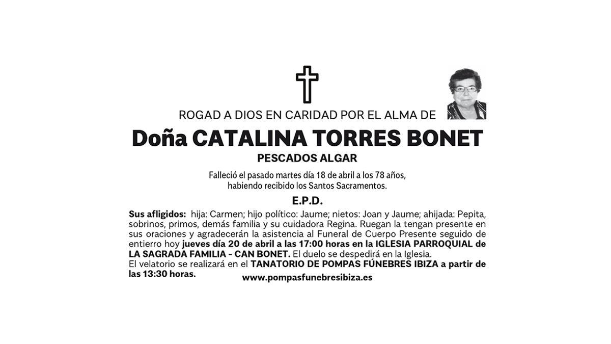 Esquela de doña Catalina Torres Bonet - Diario de Ibiza