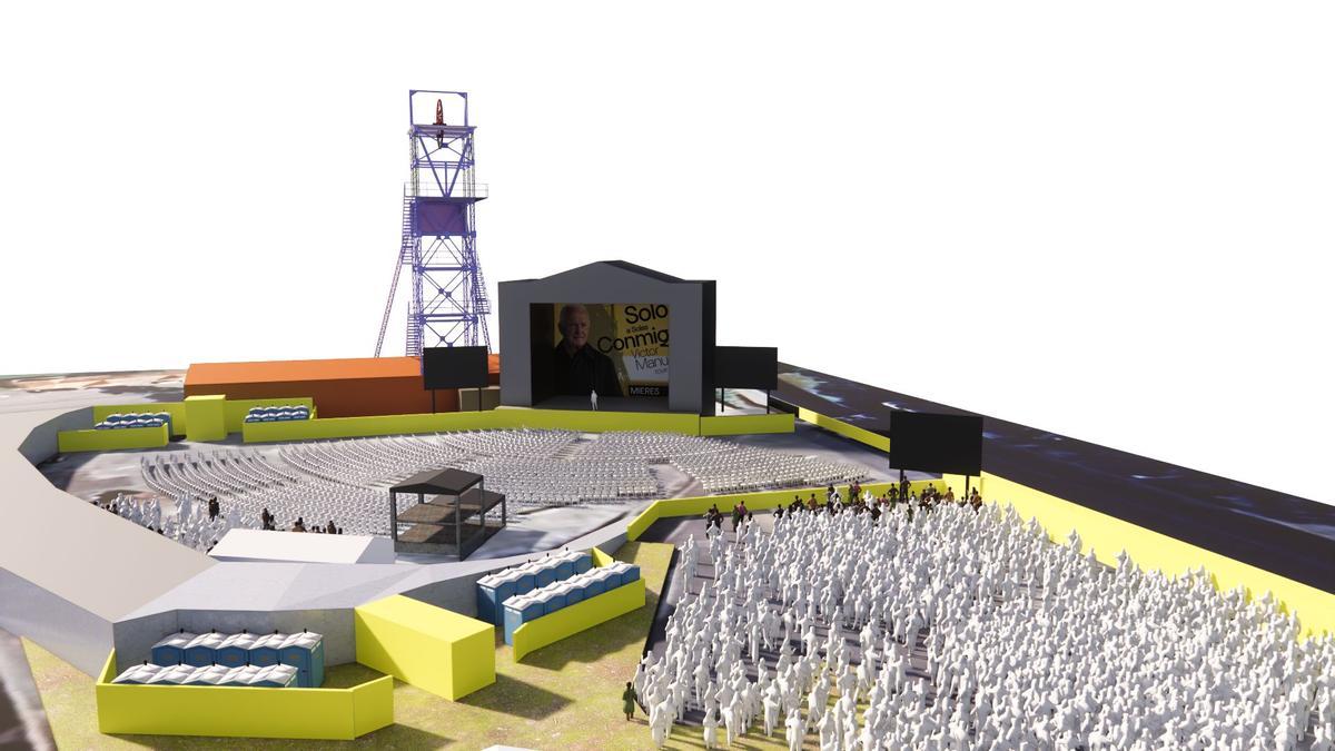 CONCIERTO VICTOR MANUEL I Un escenario en el pozo Barredo y 3.500 ...