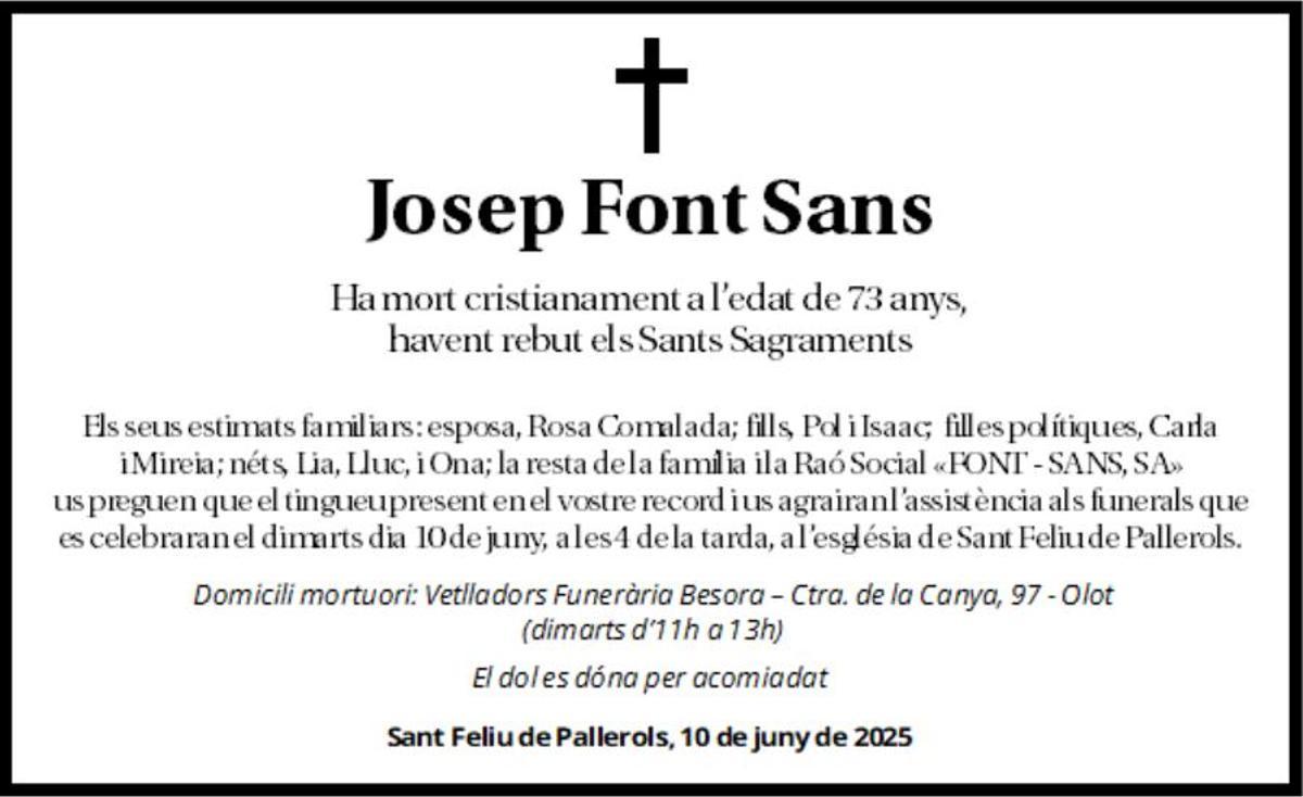 DEFUNCIONS | Necrològiques del 10 de juny de 2025