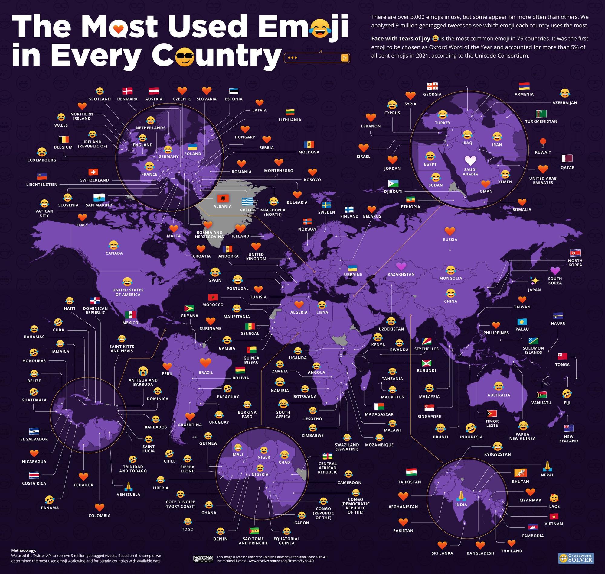 El mapa de los emoticonos más populares del mundo - Viajar