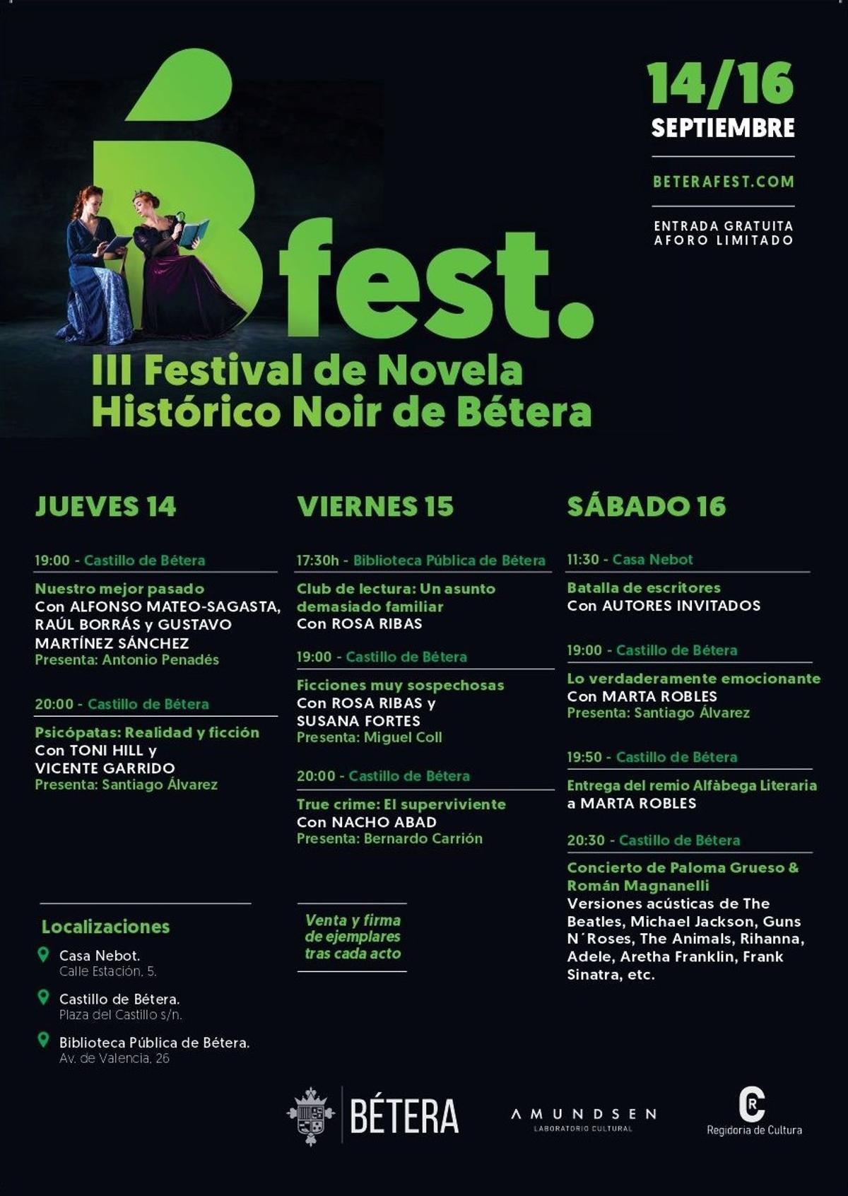 La novela negra se reencuentra en Bétera: Consulta la programación del ...