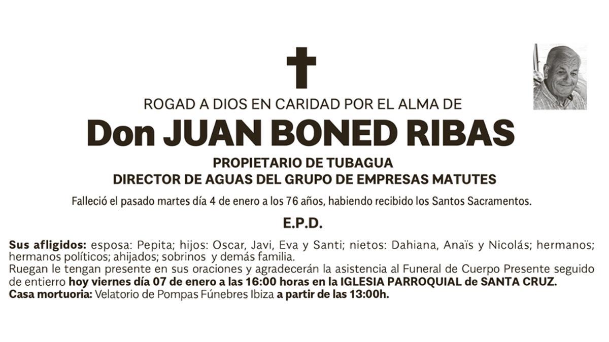 Esquela Juan Boned Ribas - Diario de Ibiza