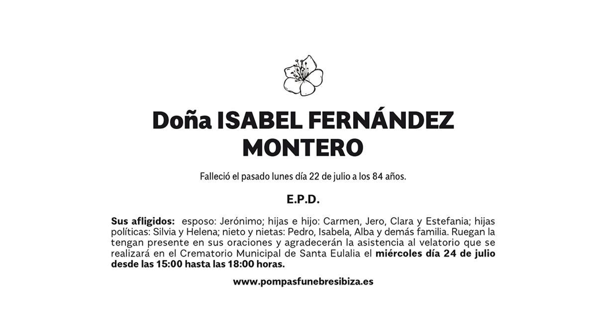 Esquela Isabel Fernández Montero
