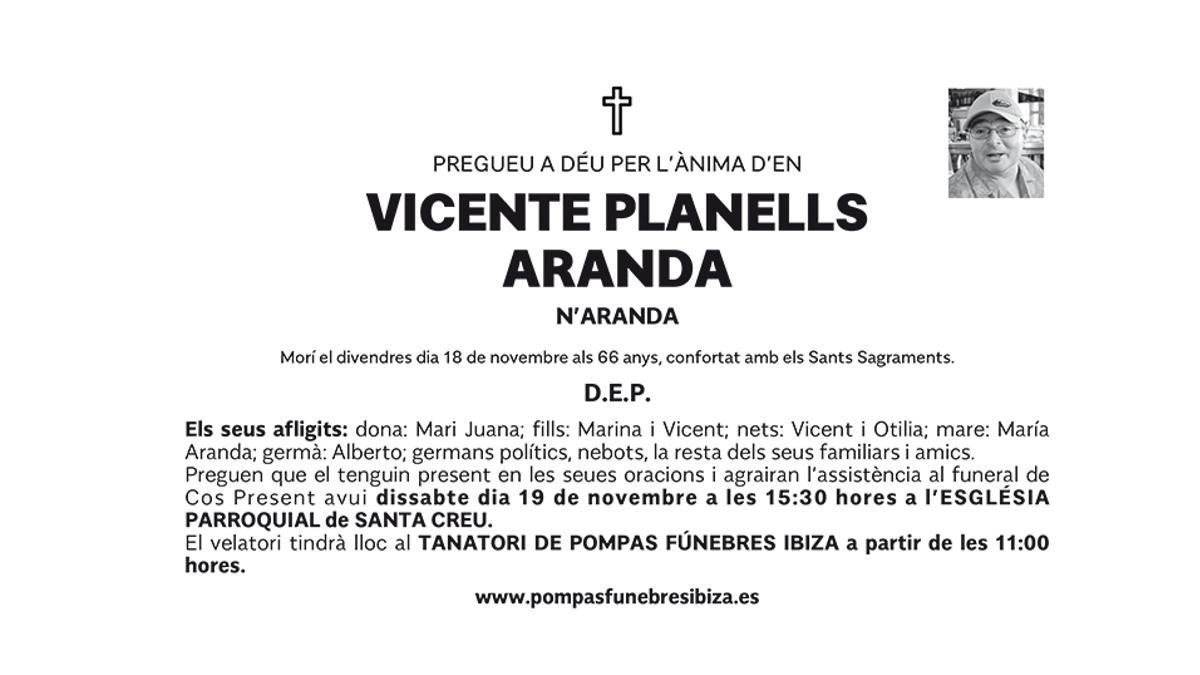 Esquela Vicente Planells Aranda