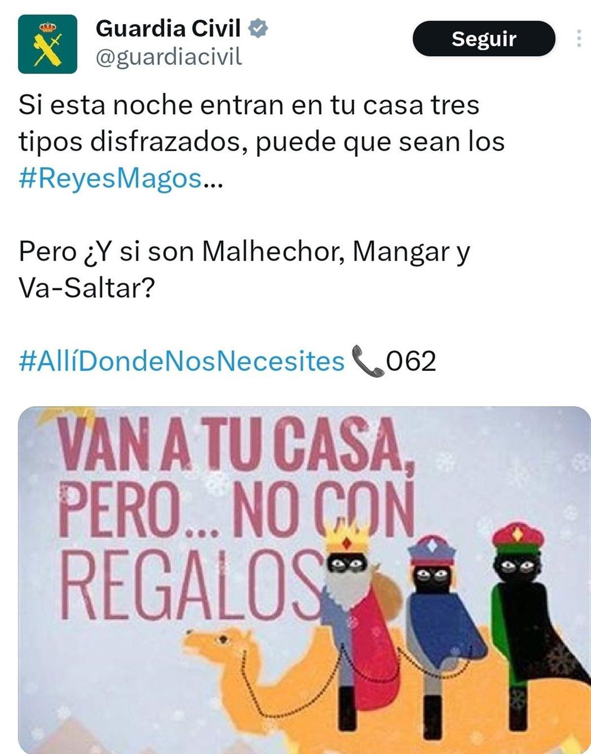 Guardia Civil Reyes Magos: El desafortunado tweet de la Guardia Civil ...